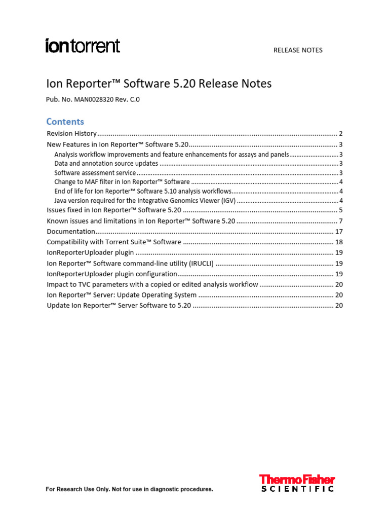 MAN0028230 IonReporterSoftware5.20 RN | PDF | Genotype | Gene