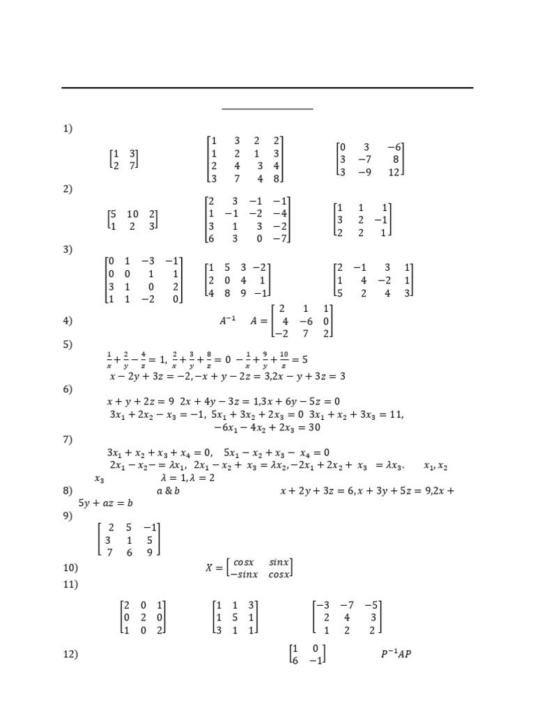 Final Tutorial Maths-2-2024-25 | PDF | Matrix (Mathematics) | Eigenvalues And Eigenvectors