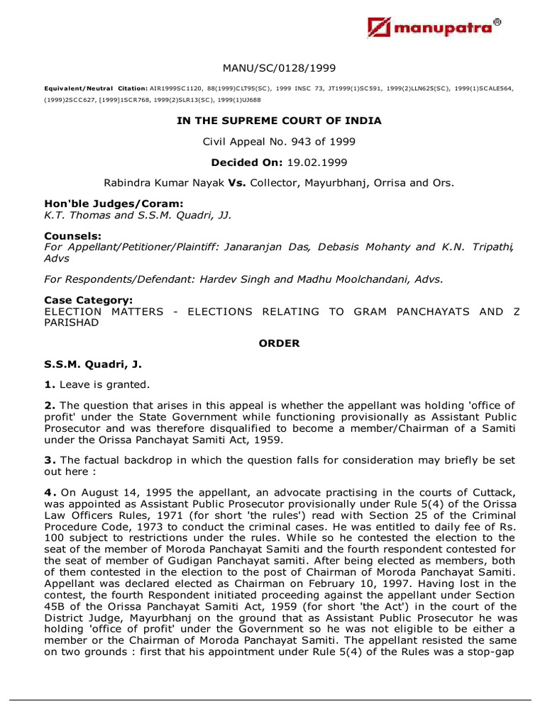 Rabindra_Kumar_Nayak__vs_Collector_Mayurbhanj_Orri1113s990674COM87422 | PDF | Prosecutor | Appeal