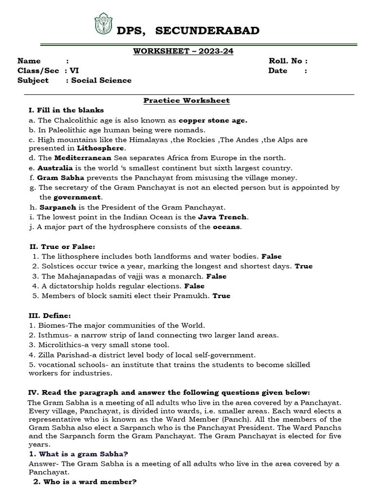 S.SC Cl6 Revi Ak Ws 1 | PDF | Earth Sciences