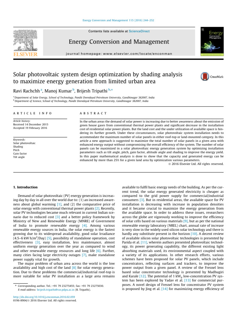 Solar Photovoltaic System Design Optimization by Shading Analysis To ...