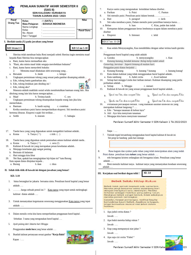 Sas 2 Bhs Indo 2022 2023 | PDF