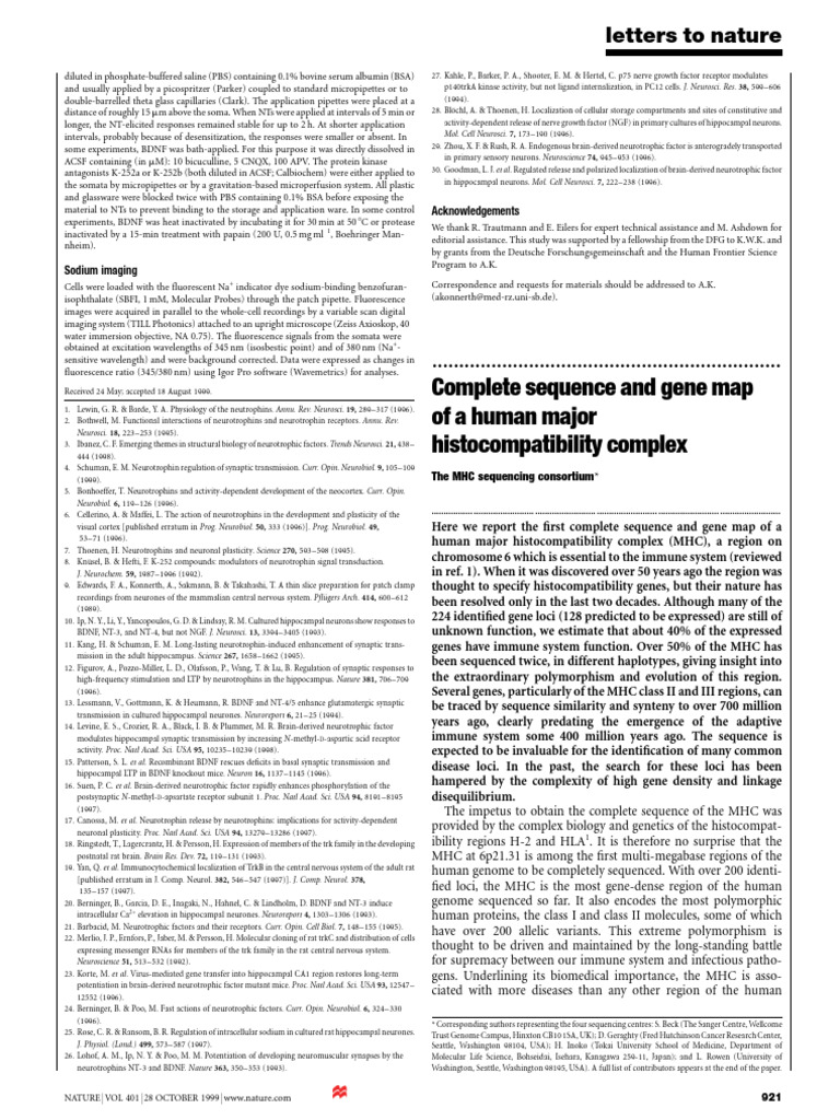 Complete sequence & gene map of hMHC | PDF | Major Histocompatibility ...