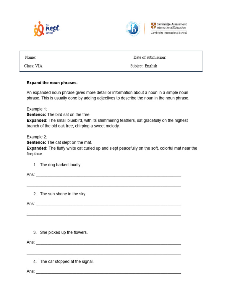English Reinforcement Worksheet 5 - Expand the Sentences | PDF