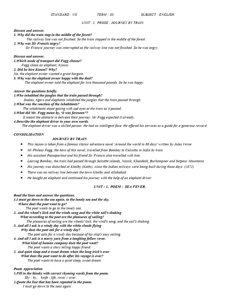 Atm English 7TH STD Iii Term | PDF