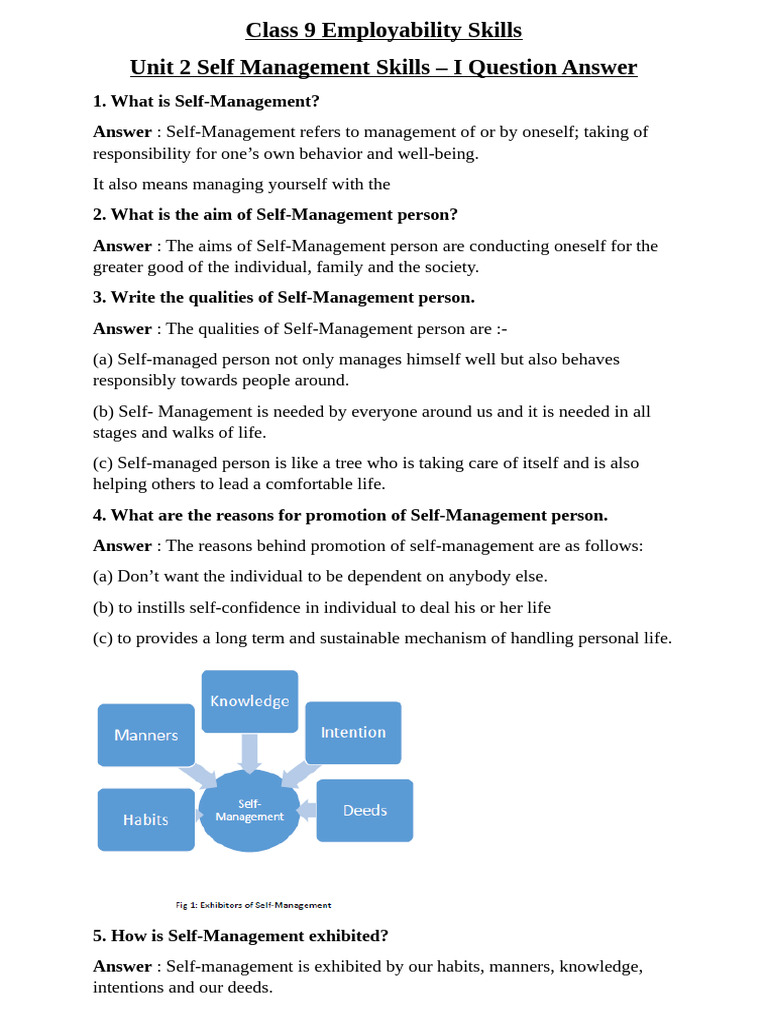 Class 9 Employability Skills: Self-Management | PDF | Tablet Computer ...