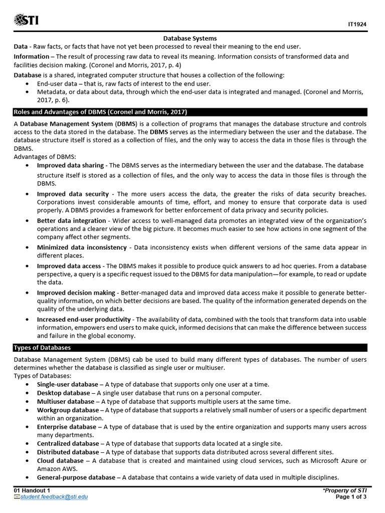InfoManage-Handouts-01-02 | PDF | Databases | Data Model