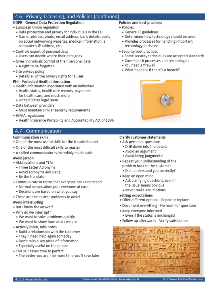CompTIA A+ 220-1001 Core 1 Course Notes by Professor Messers - 121-123 ...