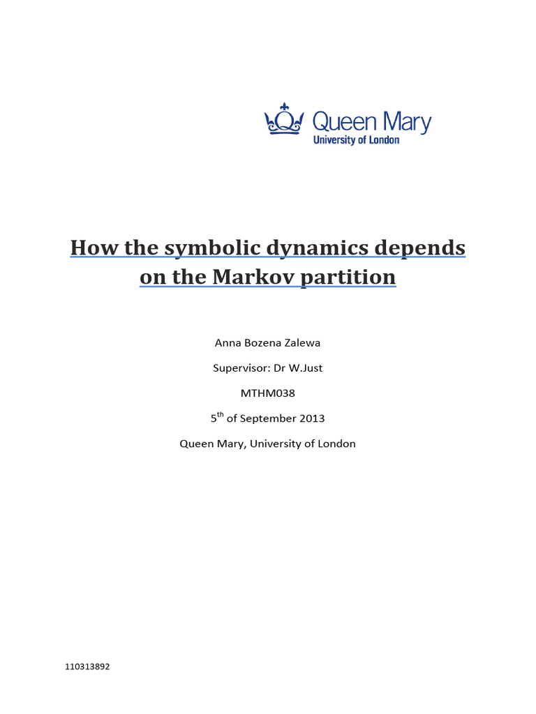 How The Symbolic Dynamics Depends On The Markov Partition | PDF | Continuous Function | Matrix ...