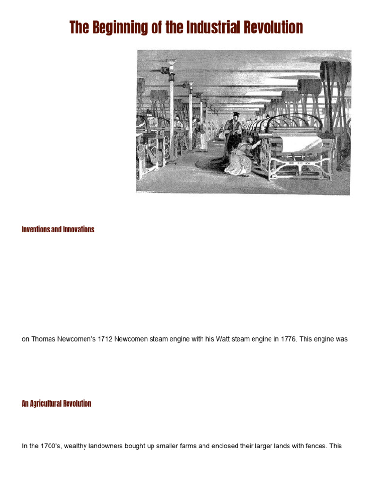 Beginning of Industrialization | PDF | Industrial Revolution | Spinning ...