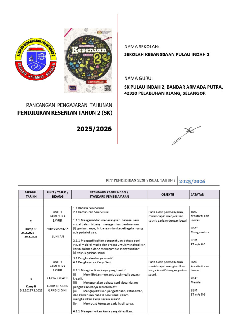 RPT PSV Tahun 2 - 2025 - 2026 | PDF