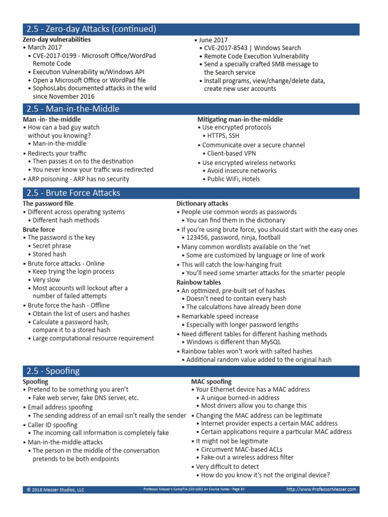 CompTIA A+ 220-1001 Core 1 Course Notes by Professor Messers - 103-105 ...
