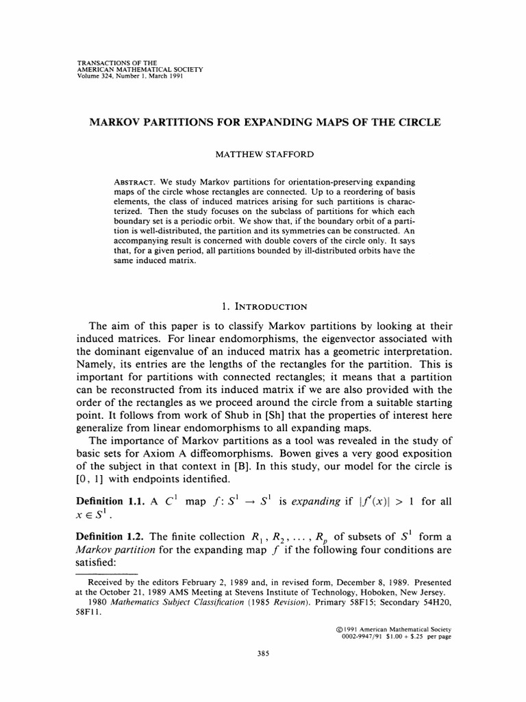 Markov Partition For Expanding Map | PDF | Eigenvalues And Eigenvectors | Matrix (Mathematics)