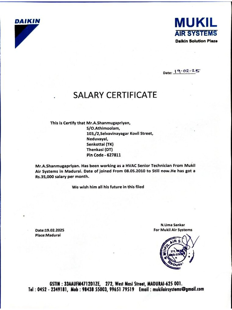 Salary Certificate | PDF