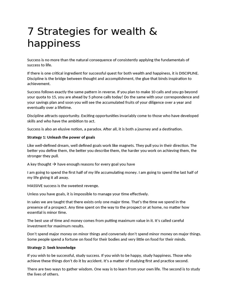 7 Strategies for Wealth & Happiness | PDF | Happiness | Economies