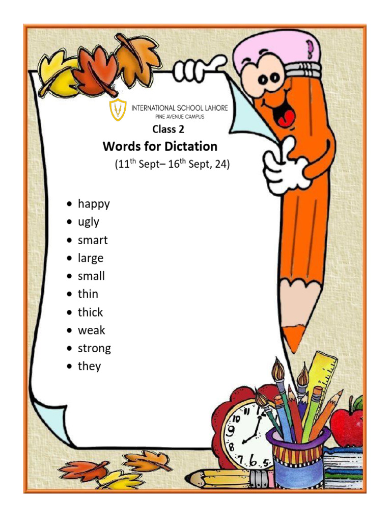 Dictation 2. Term 1 | PDF