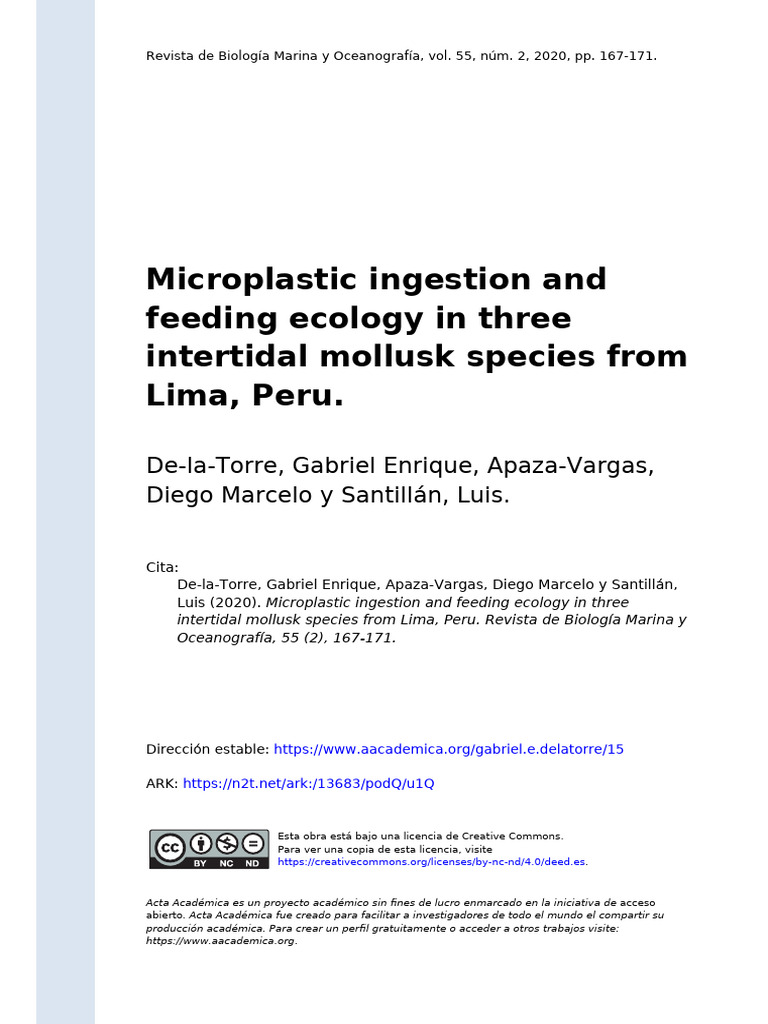 2020 - de La Torre Et Al. Microplastic Ingestion and Feeding Ecology in ...