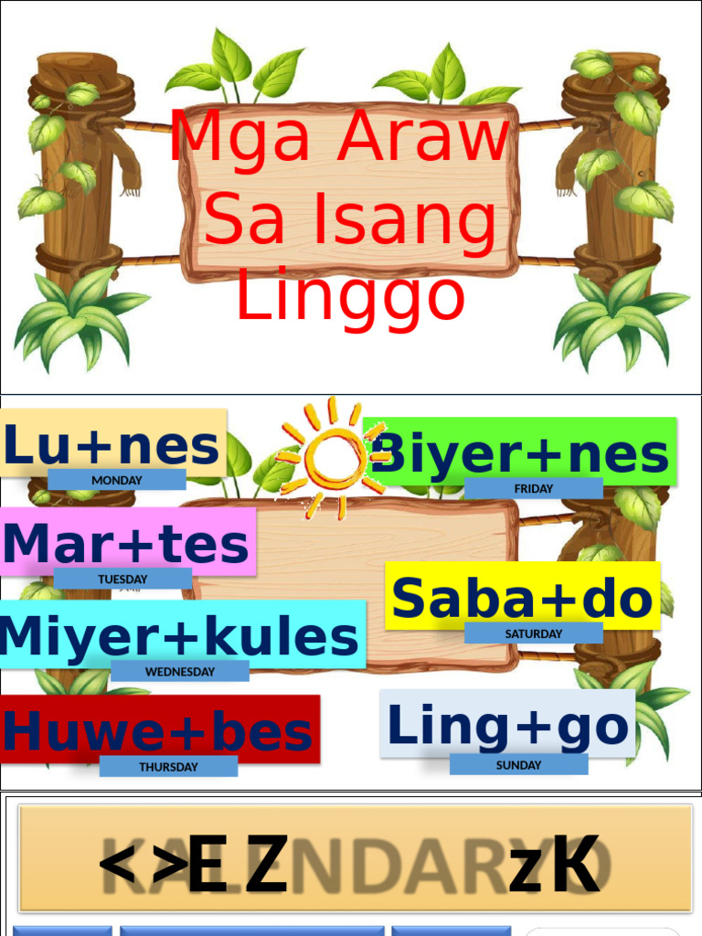 Mga Araw Sa Isang Linggo Fil Kinder-1 | PDF