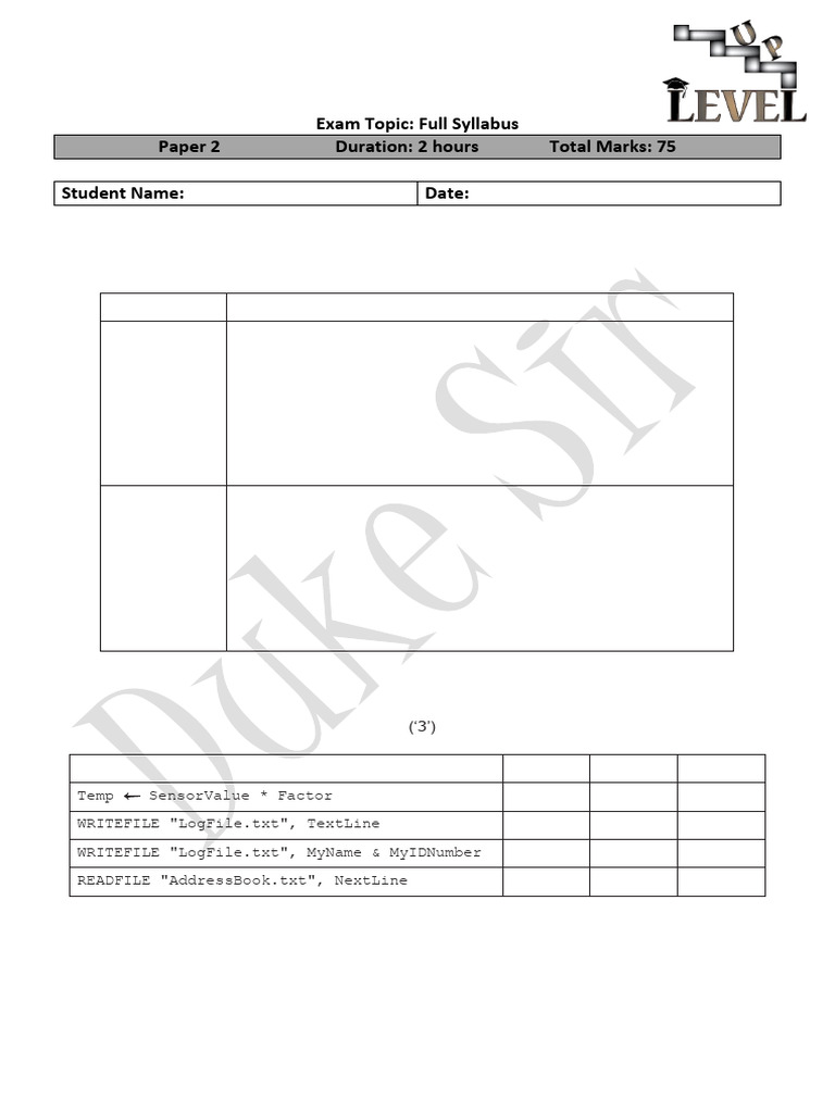 CSC-9618 Mock Test 2: Full Syllabus | PDF | String (Computer Science ...