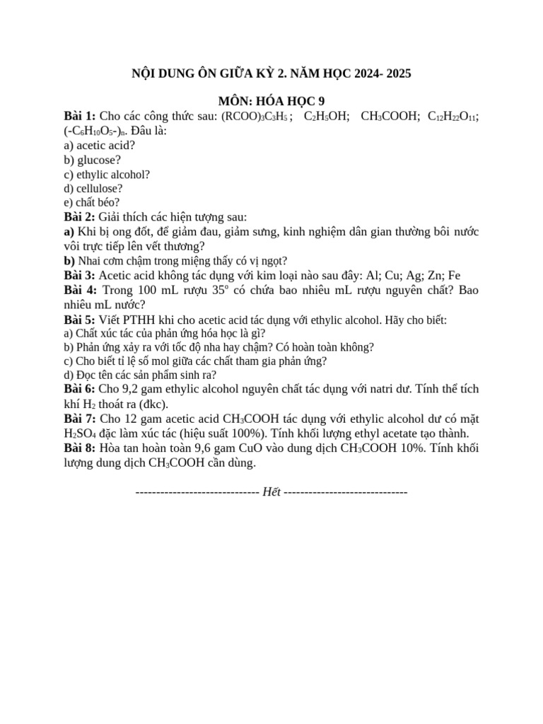 ĐỀ-CƯƠNG-GK2-HÓA-9 (2) | PDF