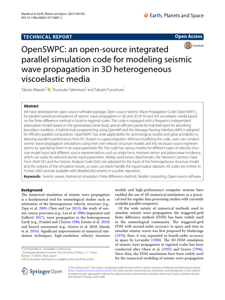 Openswpc An Open Source Integrated Parallel Simulation Code For Modeling Seismic Wave