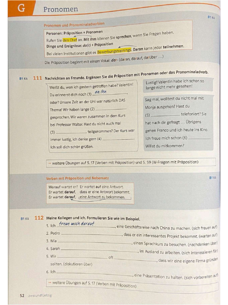 Pronominal Pronominaladverbien | PDF