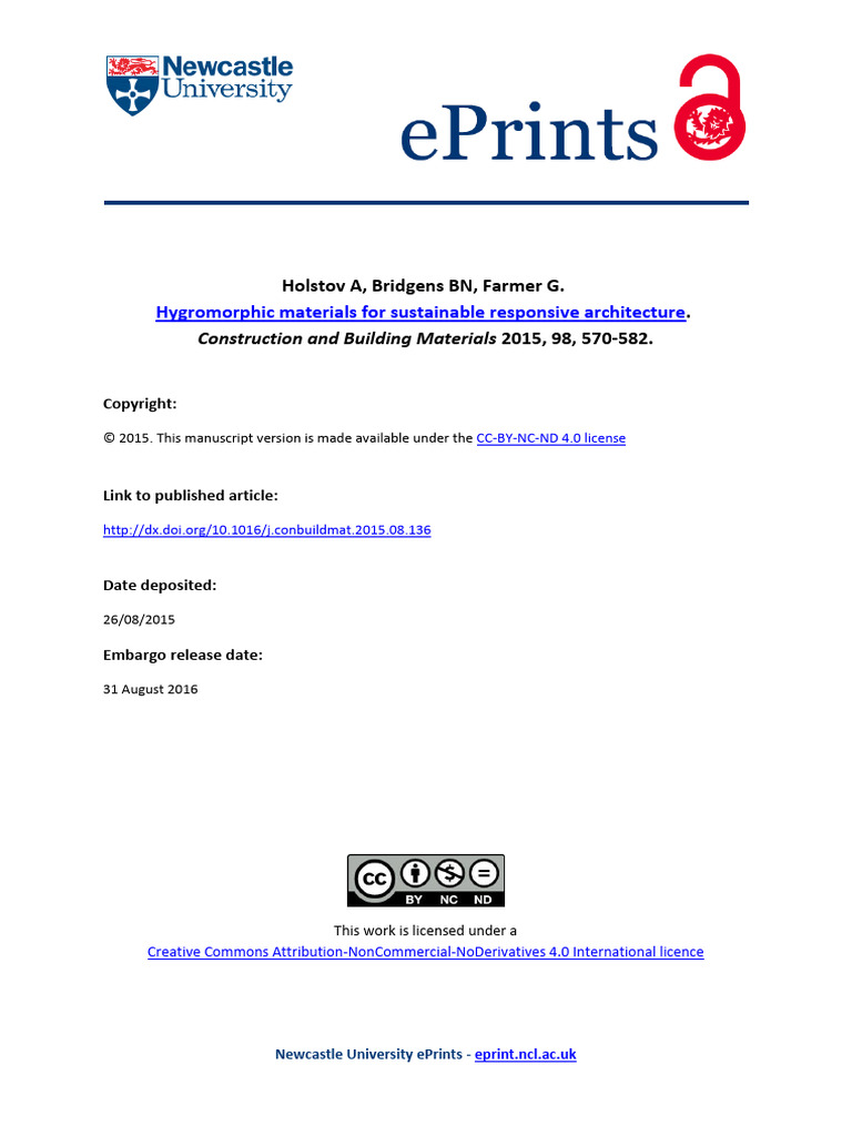 Hygromorphic Materials For Sustainable R | PDF | Wood | Sustainability