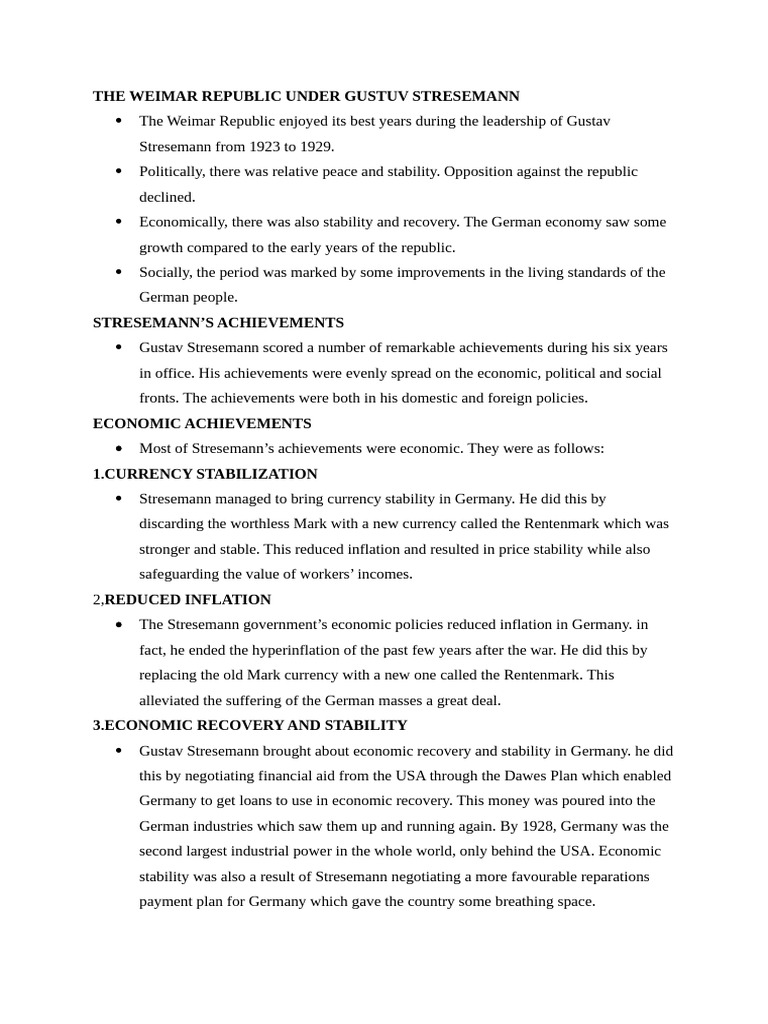 Unit 4 - Stresemann Days 2 | PDF | Weimar Republic | World War I ...