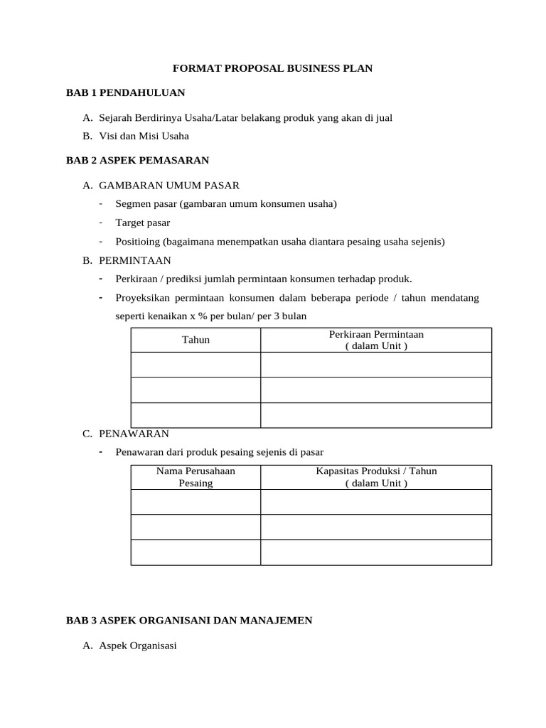 Format Proposal Business Plan | PDF