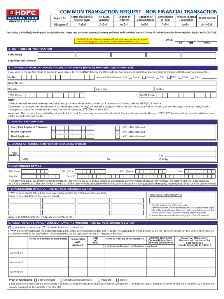 Common Transaction Form - Non Financial Transactions 150921 | PDF | Cheque
