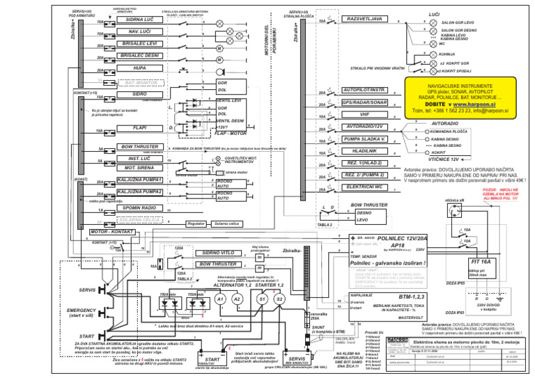 Elektricna Shema Za Plovilo Do 10m 2 Motorja A3-1 | PDF