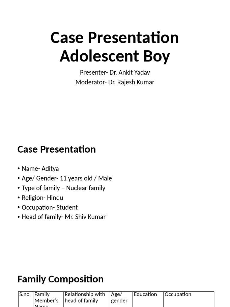 Adolescent Boy Case Presentation | PDF | Adolescence | Anemia