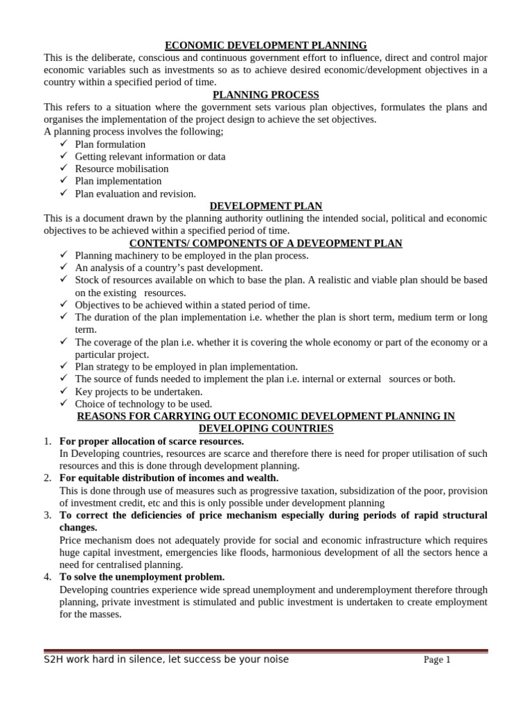 Economic Development Planning Overview | PDF | Taxes | Government Spending