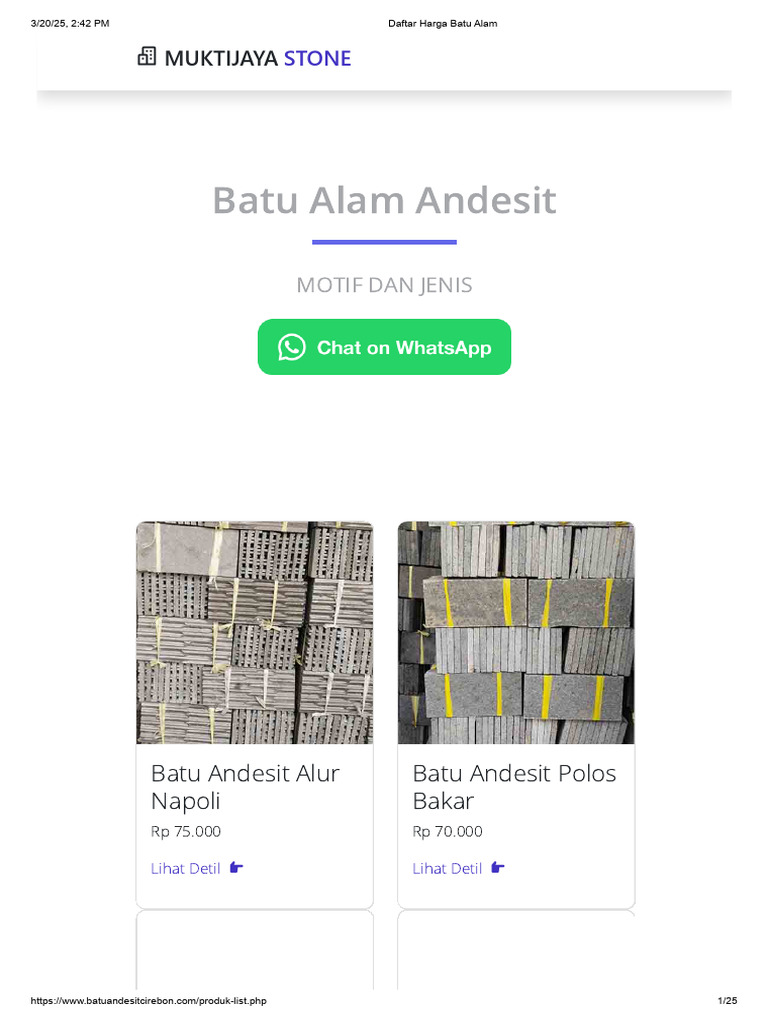Daftar Harga Batu Andesit Terbaru | PDF