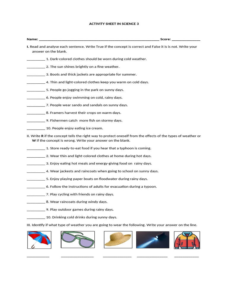 Science Activity Sheet Answer Key | PDF