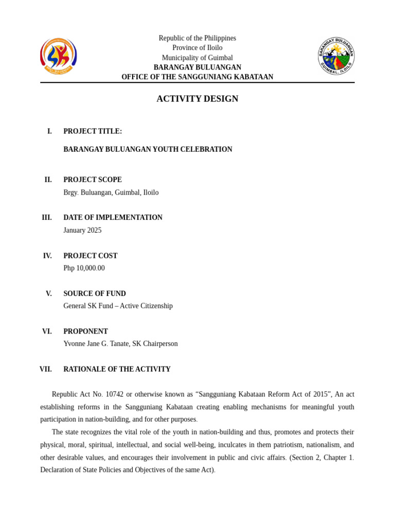 Barangay Youth Celebration Design | PDF | Civic Engagement | Empowerment