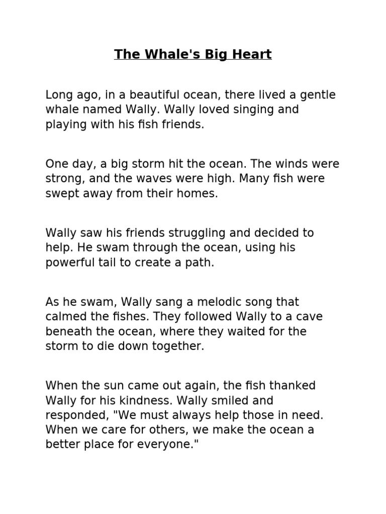 Wally the Kind Whale's Tale | PDF