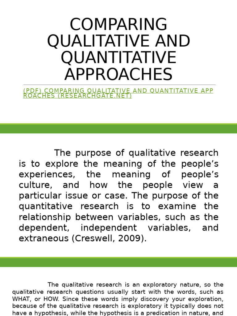 Student Comparing Qualitative and Quantitative Approaches | PDF ...