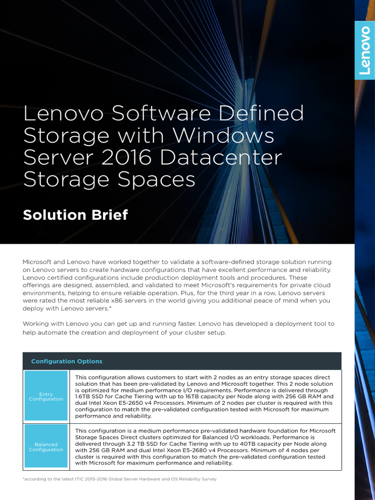 Lenovo S2D Solution Brief 052617 | PDF | Solid State Drive | Hard Disk ...