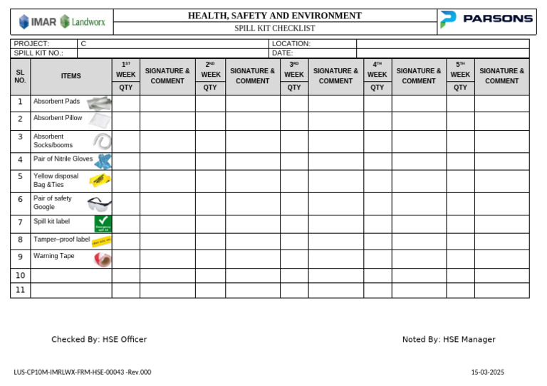 79 - Spill Kit Checklist | PDF