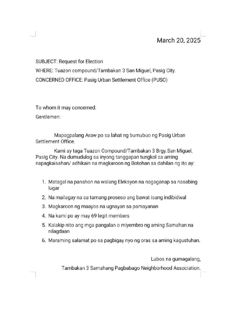 Request For Election | PDF
