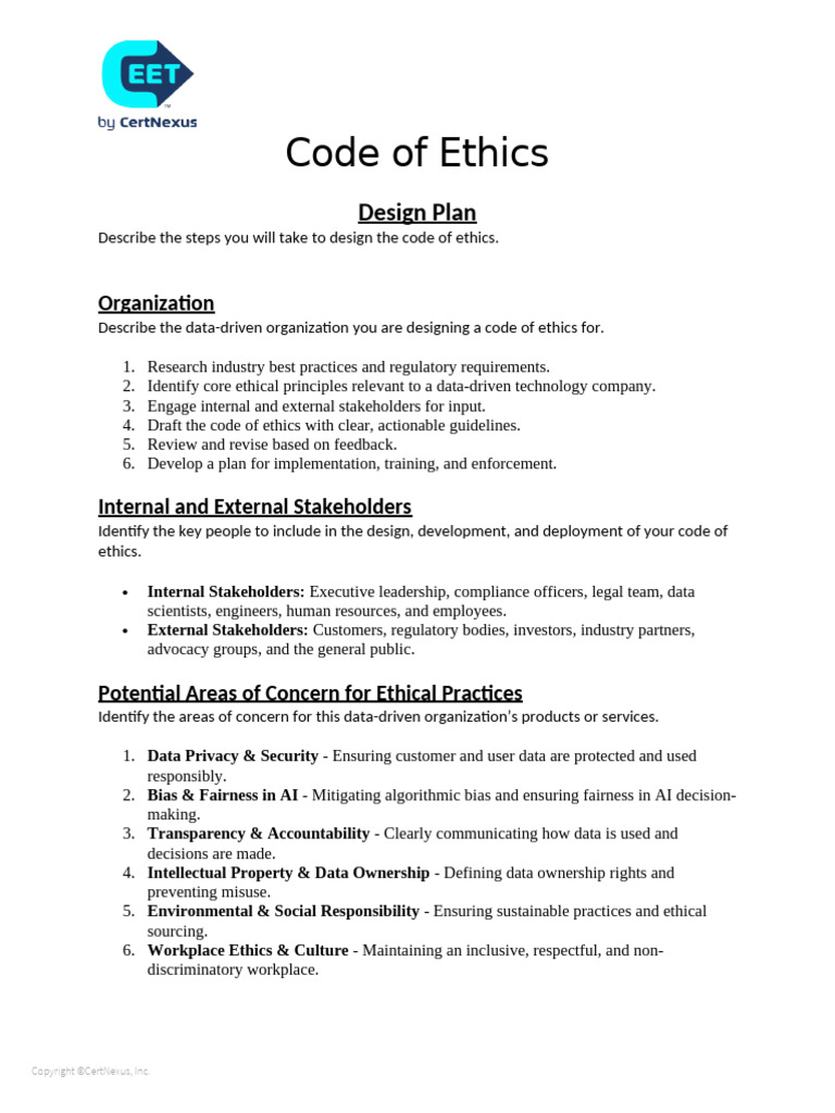 CEET Code of Ethics Proposal Template | PDF | Regulatory Compliance | Business