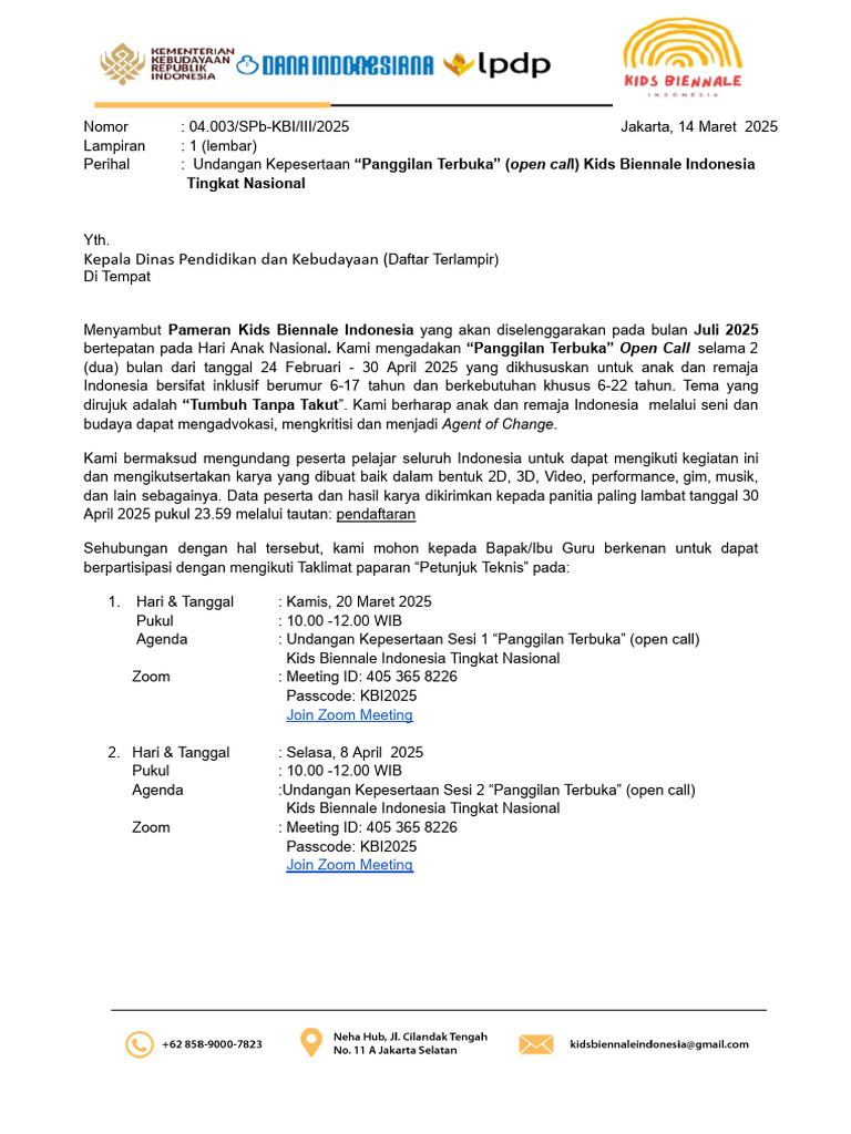 Surat Undangan Kepesertaan 04.003 - SPb-KBI - III - 2025. | PDF