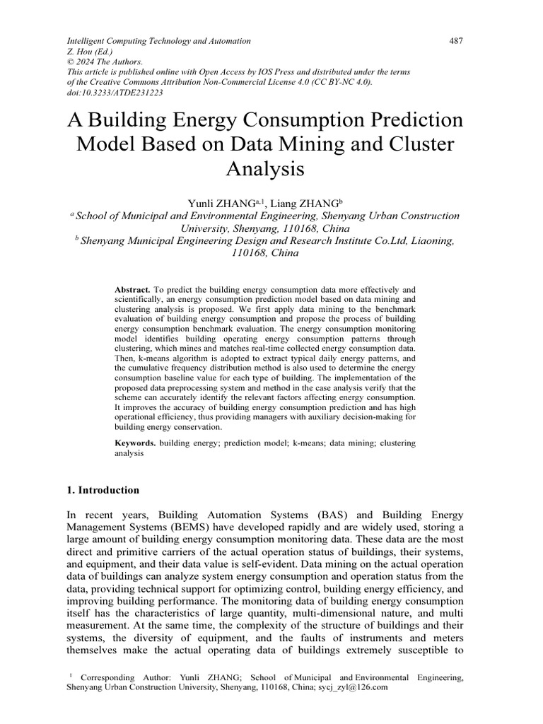 A Building Energy Consumption Prediction Model Bas | PDF | Cluster ...