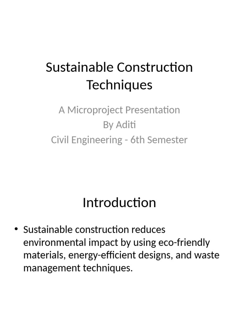 Sustainable Construction Techniques Overview | PDF