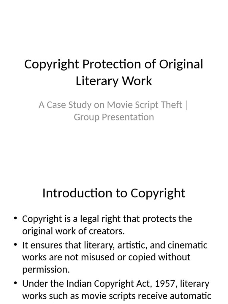 Copyright Case Study: Movie Script Theft | PDF