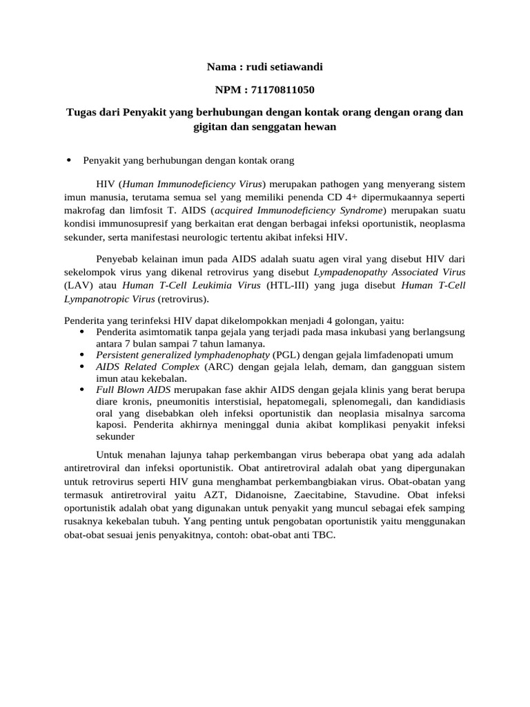 Rudi Penyakit Yang Berhubungan Dengan Kontak Orang Dengan Orang Dan ...