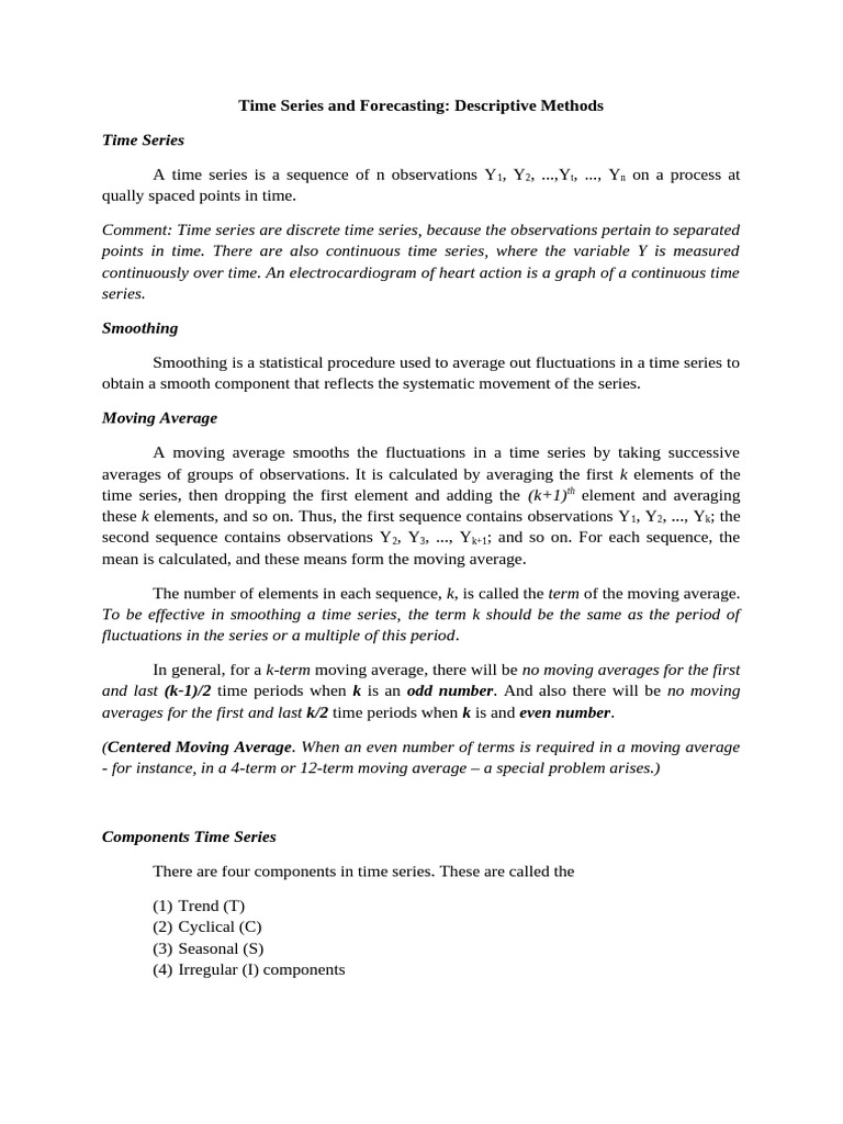 Time Series Analysis and Smoothing Methods | PDF | Time Series | Moving ...