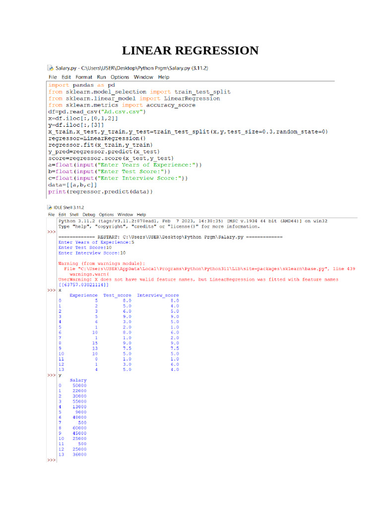 LINEAR REGRESSION PYTHON | PDF