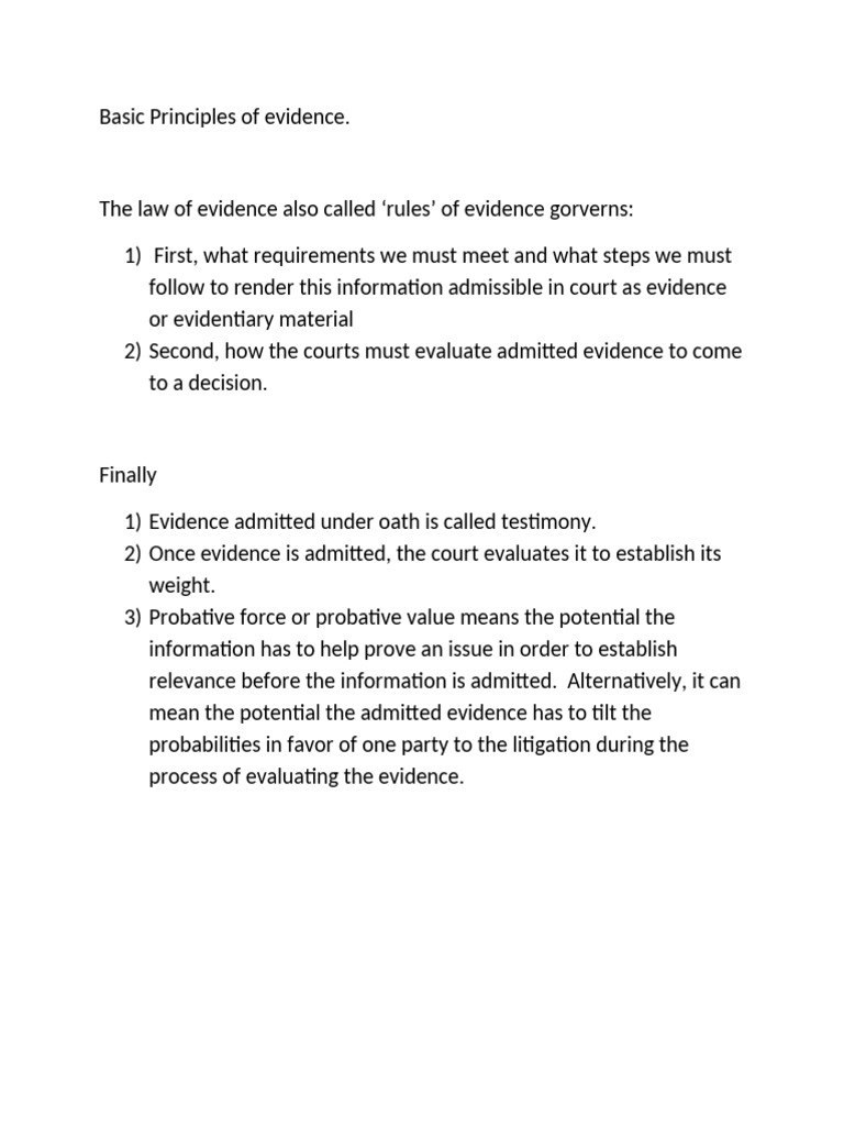 Basic Principles of Evidence | PDF